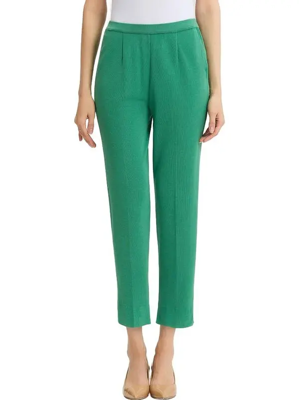 Ming Wang Knit Straight Leg Ankle Pants - Kelly Green