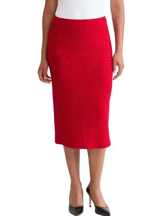 Ming Wang Tonal Eyelash Tweed Knit Midi Skirt - Holiday