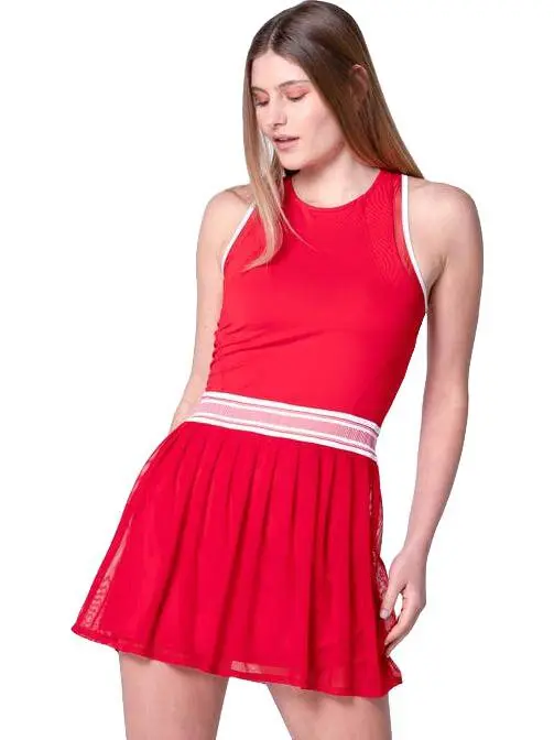 Lucky In Love Level Up Retro Statement Tennis Dress - Red
