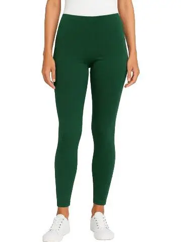 CITY THREADS Soft 100% Cotton Leggings - Forest Green