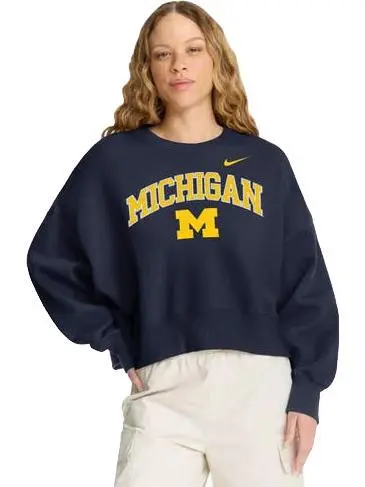 Nike Michigan Wolverines Oversized Phoenix Arch Pullover Sweatshirt - Navy