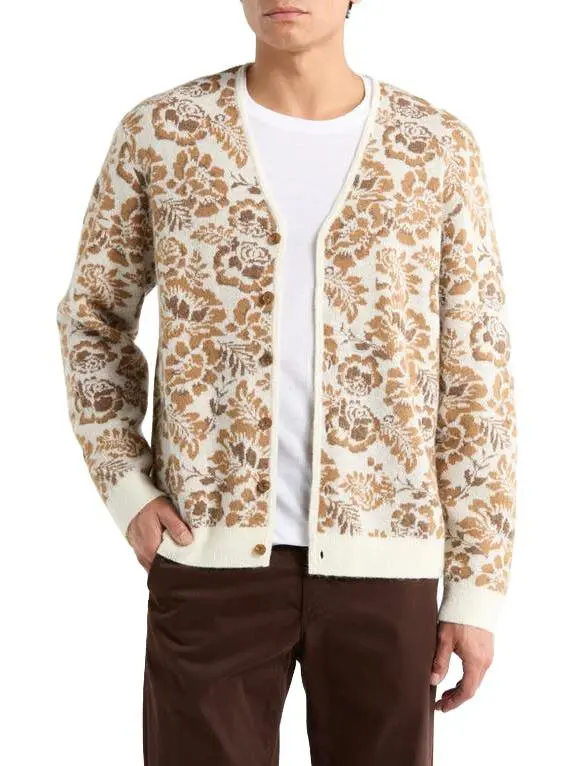 WAX LONDON Alban Floral Jacquard Cardigan - Natural/brown