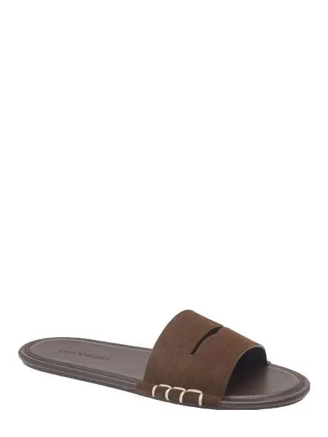JW Anderson Loafer Suede Slide Sandal - Brown 600