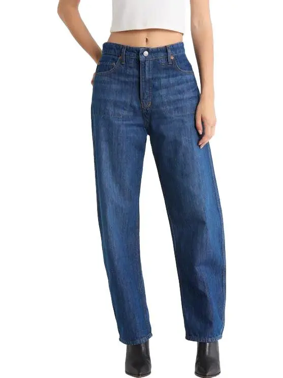 RE/DONE The Rewind Reversible High-waist Barrel Leg Jeans - Dark Santa Cruz