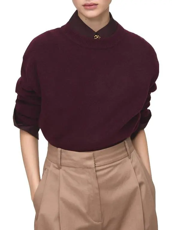 Mango Mariano Crewneck Sweater - Maroon