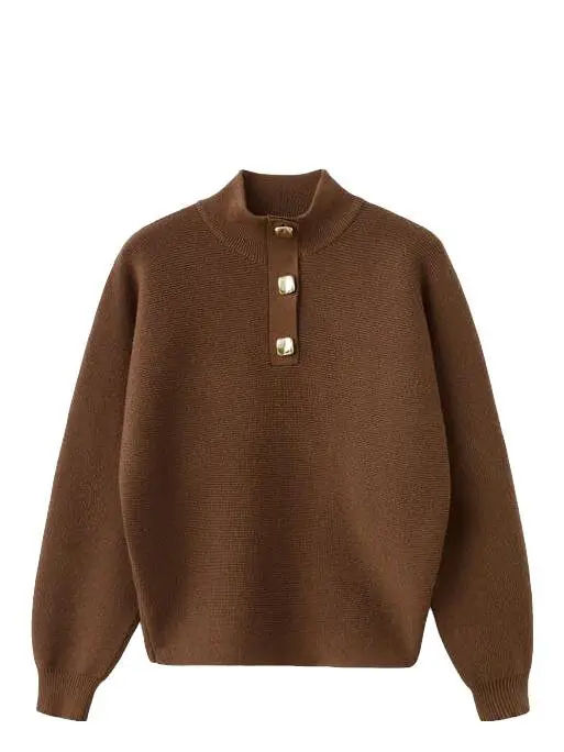 Mango Uptown Polo Sweater - Brown