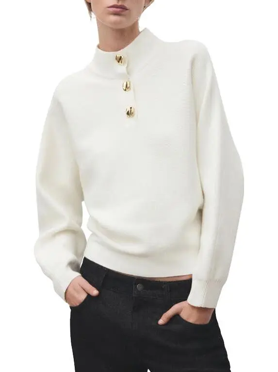 Mango Uptown Polo Sweater - Ecru
