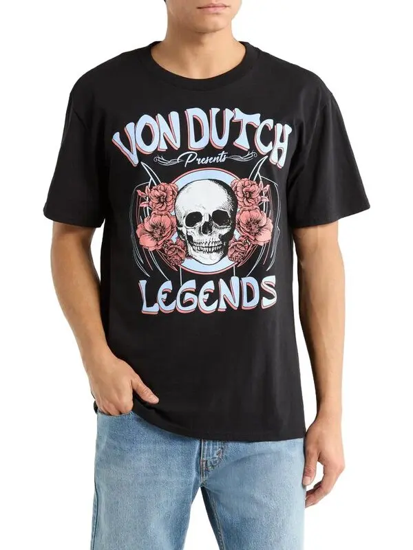 VON DUTCH Legends Logo Cotton Blend Graphic T-shirt - Black