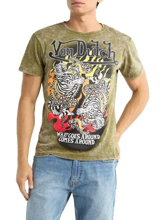VON DUTCH Graphic T-shirt - Sphagnum Mineral Wash