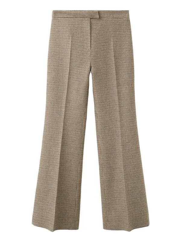 Mango Gina Houndstooth Microcheck Pants - Medium Brown