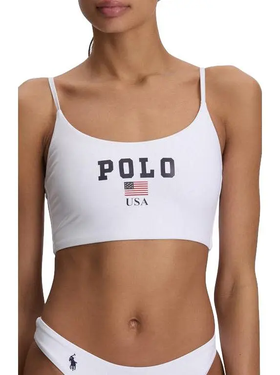 Polo Ralph Lauren Logo Crop Tankini Top - White