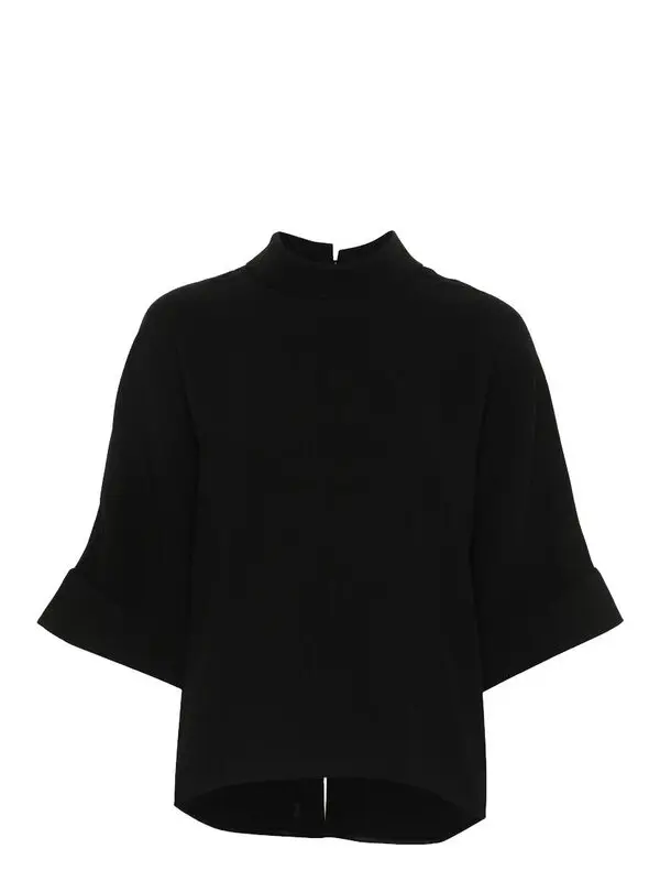 Mark Kenly Domino Tan Crepe Top - Black