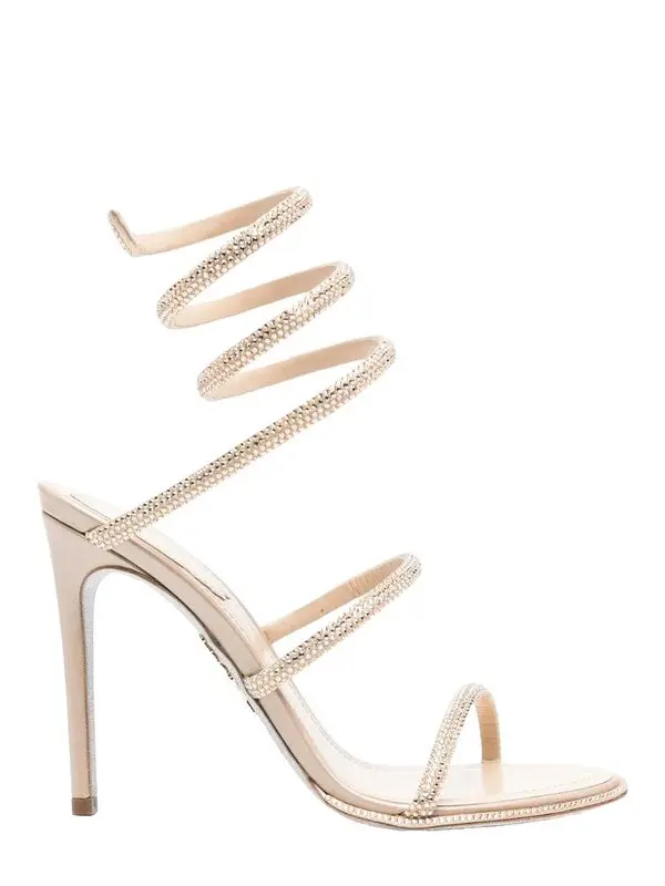 Rene Caovilla Embellished Stiletto Heel Sandals - Beige