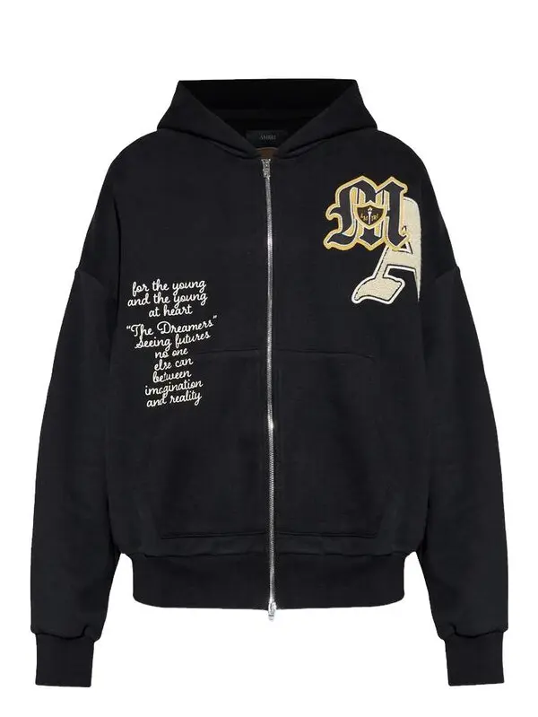 Amiri Logo Appliqué Zip-up Hoodie - Black