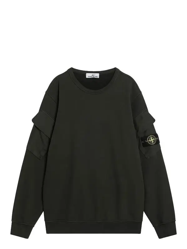 Stone Island Crew Neck Cotton Sweatshirt - Black