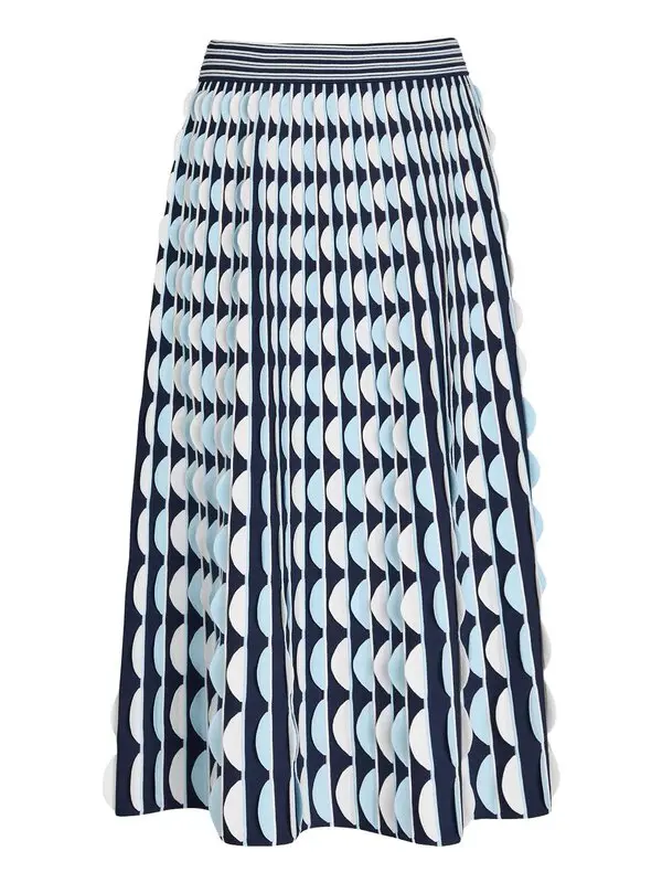 Simkhai Micah Scalloped Knit Midi Skirt - Blue