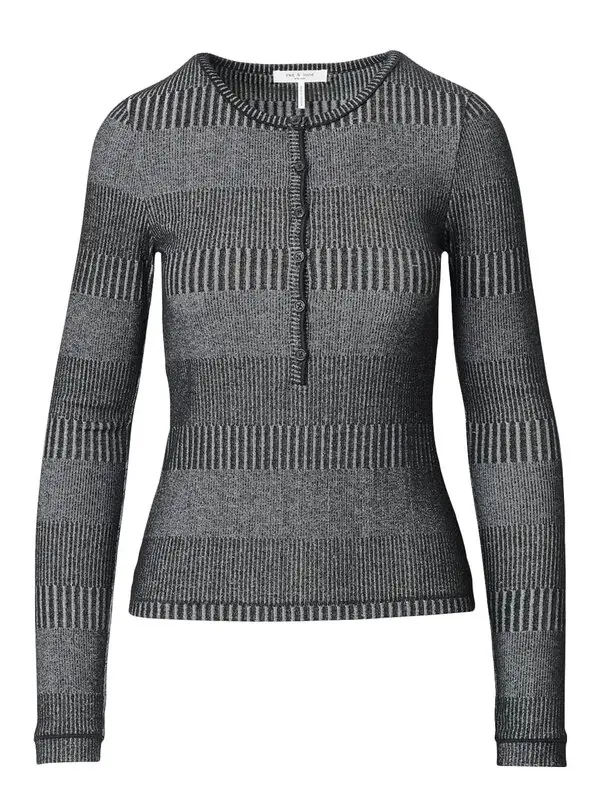 Rag & Bone The Knit Two-tone Henley Top - Bwmlt