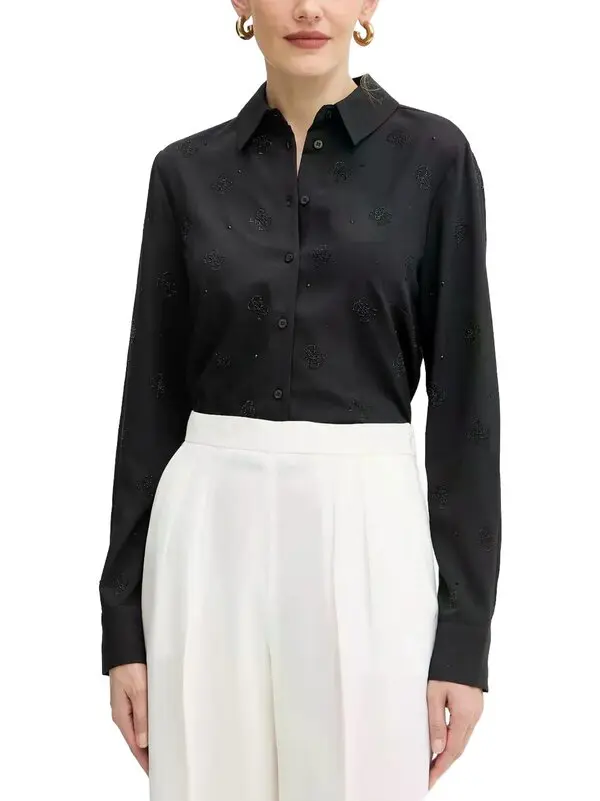 Guess Beaded Collared Blouse - Black