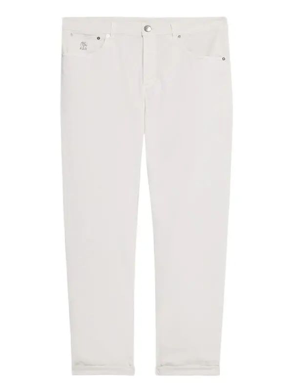 Brunello Cucinelli Italian-fit Five-pocket Denim Pants - Chalk