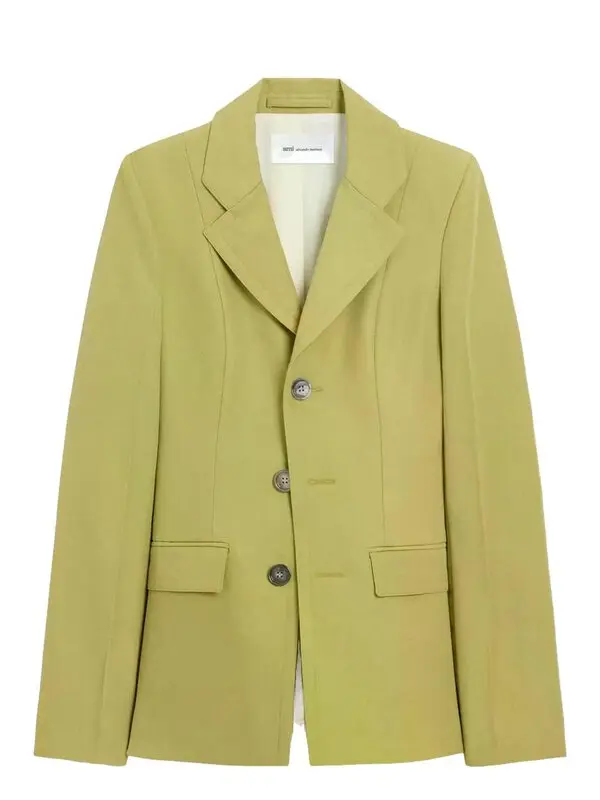 AMI Paris Wool Single-breasted Fitted Jacket - Green