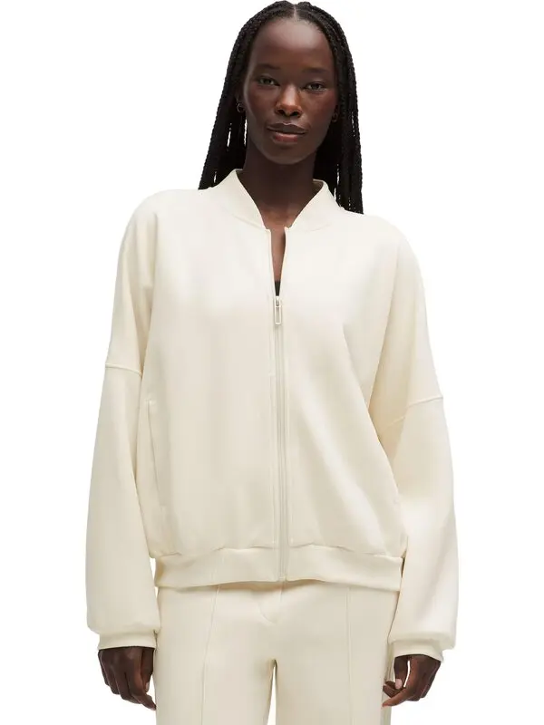 Lululemon Brushed Softstreme Oversized Bomber Jacket - Light Ivory