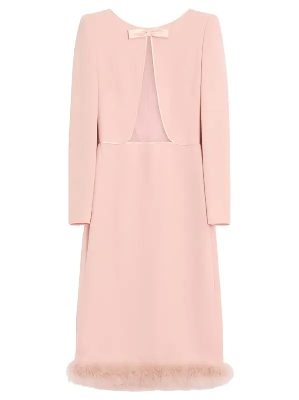 Valentino Garavani Silk Feather-trim Midi Dress - Pink