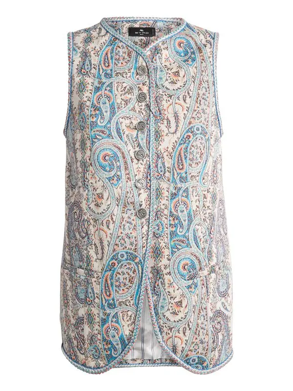 Etro Paisley Single-breasted Waistcoat - Blue