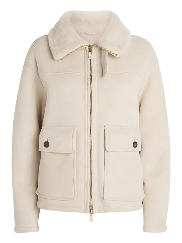 Eleventy Suede Aviator Jacket - Beige