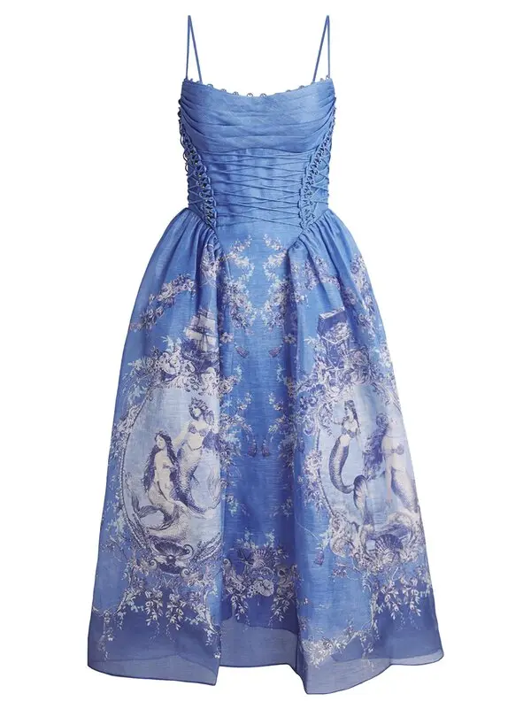 Zimmermann Linen-silk Midi Dress - Blue