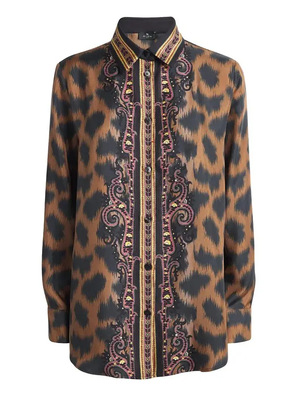 Etro Silk Animal Paisley Shirt - Brown