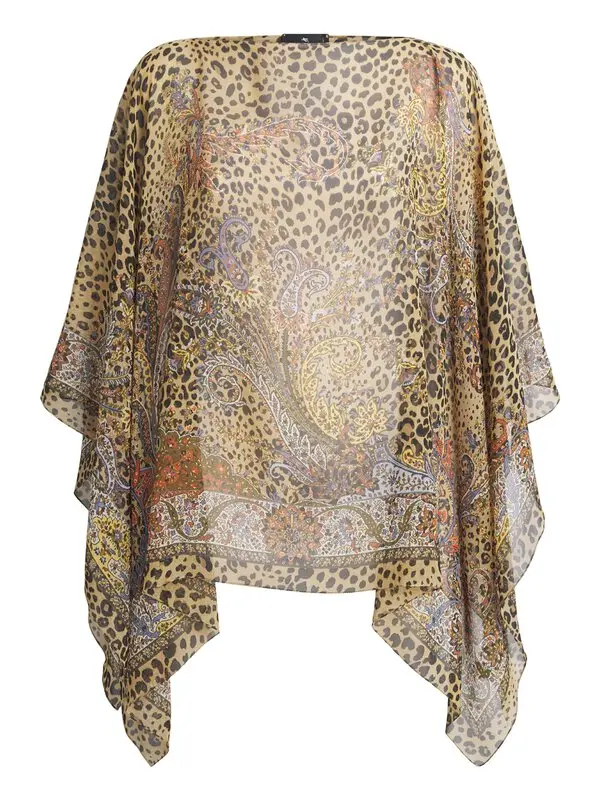 Etro Silk Leopard Boat-neck Blouse - Brown