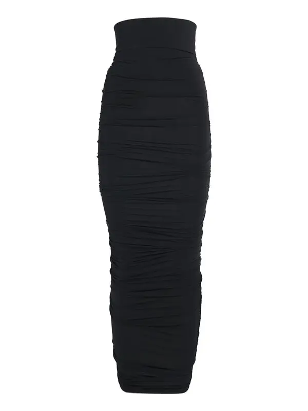 Wolford Ruched Bodycon Midi Skirt - Black
