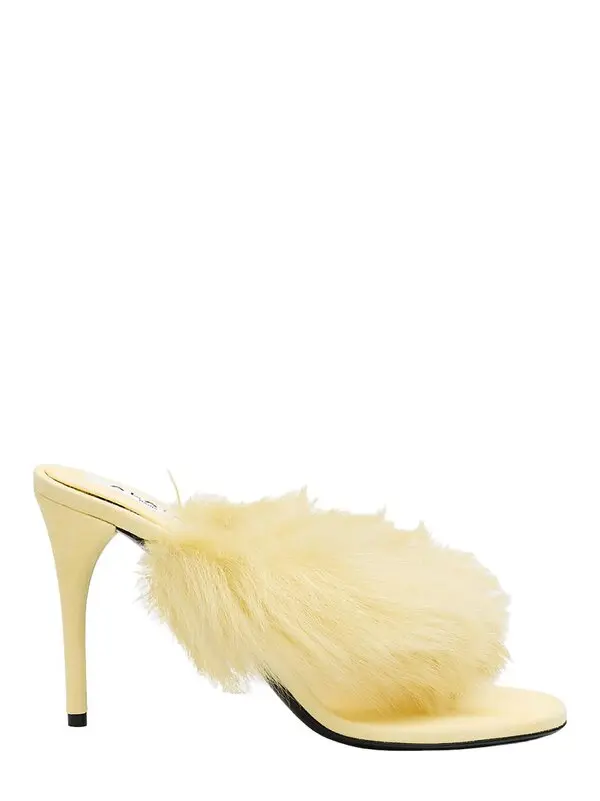 Alaïa 90mm Shearling And Leather Thong Sandals - Jaune Pale
