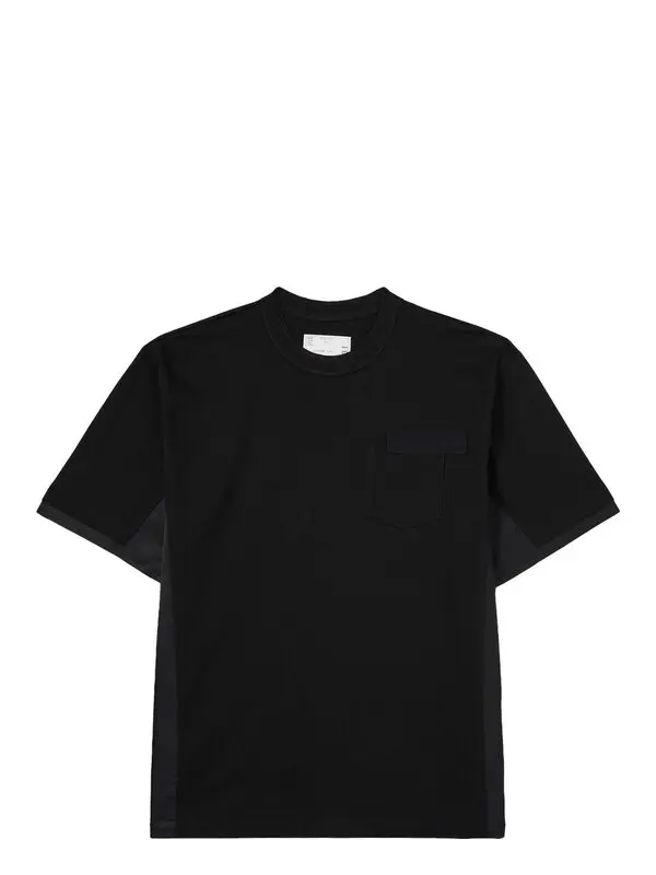 Sacai Appliquéd Shell-trimmed Cotton-jersey T-shirt - Black