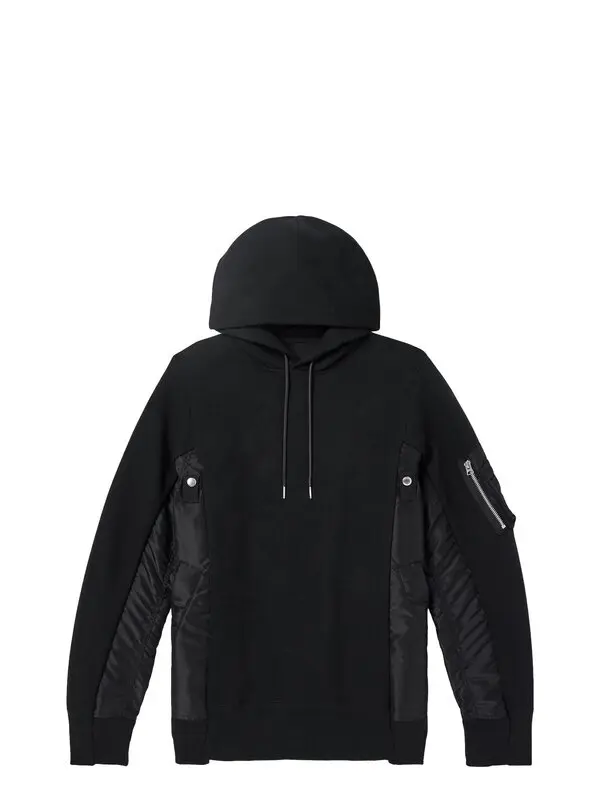 Sacai Nylon-trimmed Cotton-blend Jersey Hoodie - Black