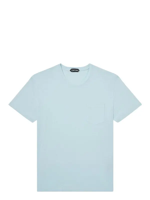 TOM FORD Cotton And Silk-blend Jersey T-shirt - Blue