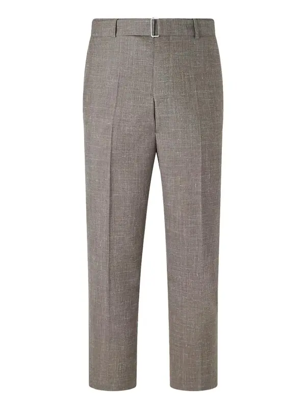 Officine Générale Straight-leg Virgin Wool, Silk, And Linen-blend Trousers - Brown