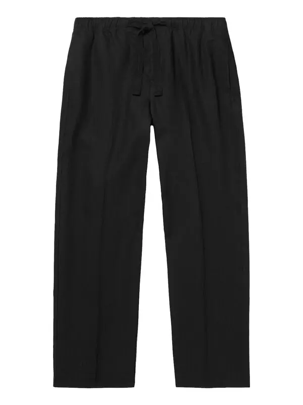 Orlebar Brown Alex Tapered Linen Drawstring Trousers - Black