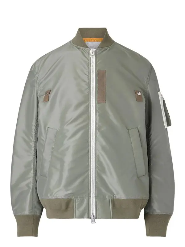 Sacai Padded Nylon-twill Bomber Jacket - Green