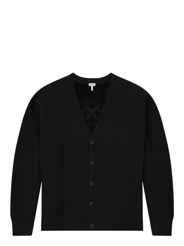 Loewe Anagram-jacquard Wool-blend Cardigan - Black