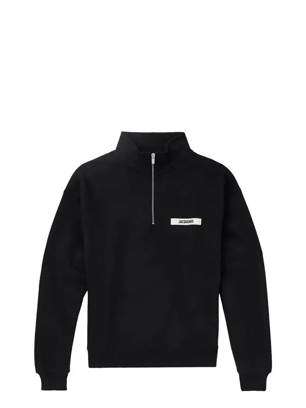 Jacquemus Logo-appliquéd Half-zip Sweatshirt - Black