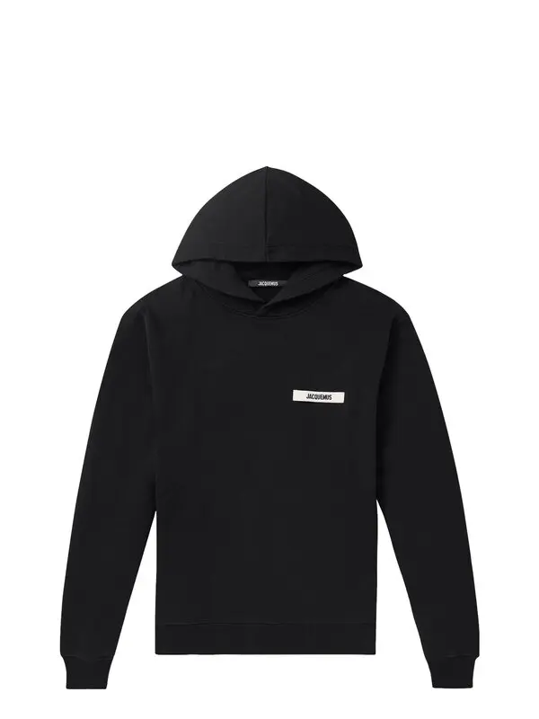 Jacquemus Logo-appliquéd Cotton-jersey Hoodie - Black