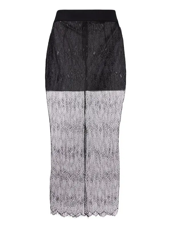 THE FRANKIE SHOP Alrose Lace Midi Skirt - Black