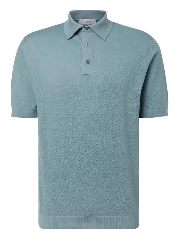 LARDINI Cotton Pique Polo Shirt - Blue