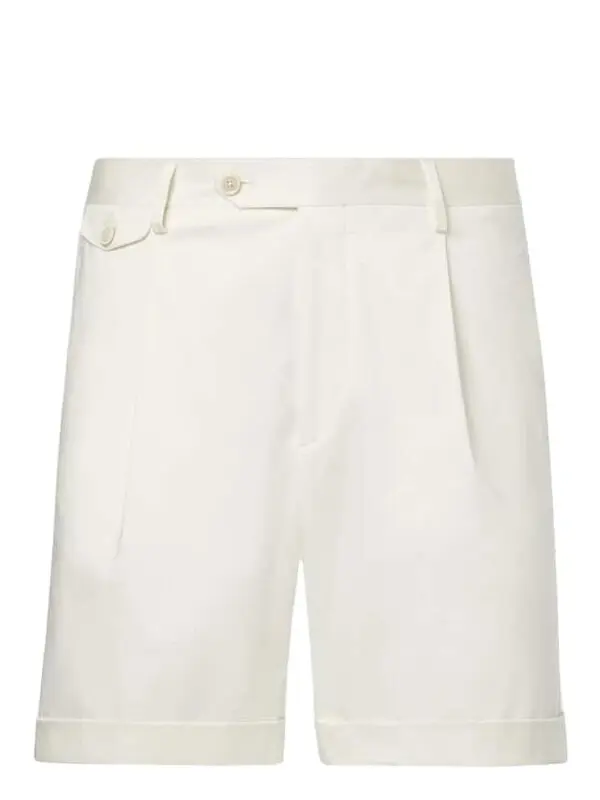 LARDINI Pleated Cotton-blend Bermuda Shorts - White