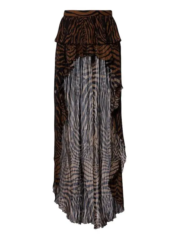 Blumarine Asymmetric Ruffled Printed Miniskirt - Brown