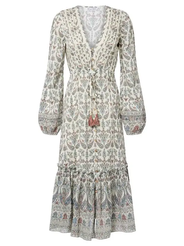 Veronica Beard Vani Paisley Ruffled Midi Dress - Multicoloured