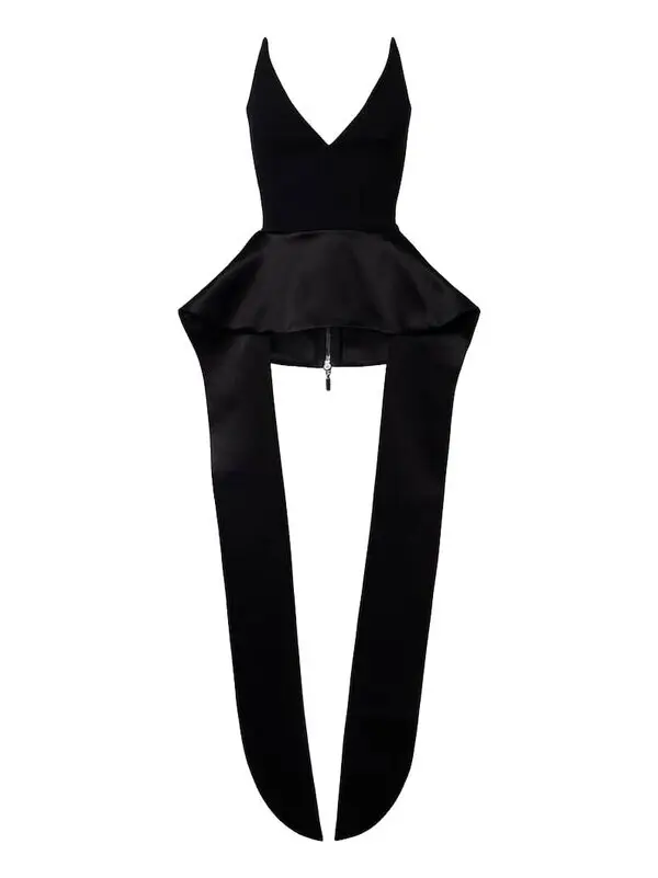 Maticevski Frame Peplum Satin Top - Black