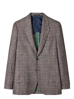 Paul Smith Tan Check 'silk Air' Buggy-lined Blazer - Brown