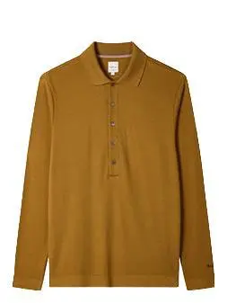 Paul Smith Mustard Cotton Polo Shirt With Integrated Rib Detail - Brown